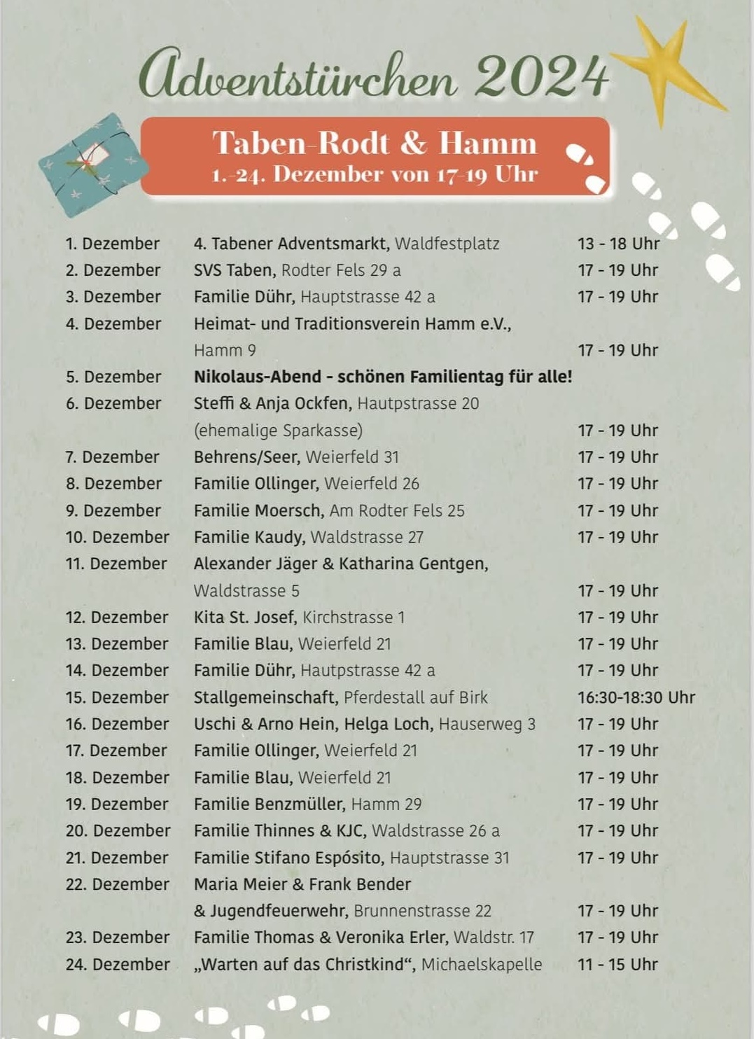 Adventstürchen 2024 - Taben-Rodt